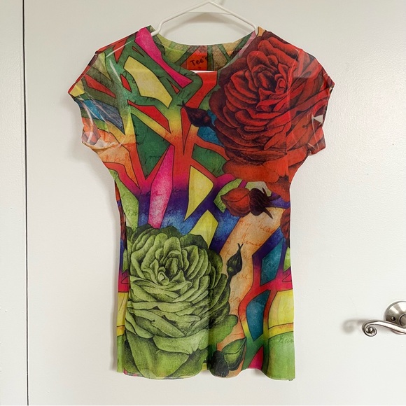 Tops | Y2k Graphic Mesh Top | Poshmark